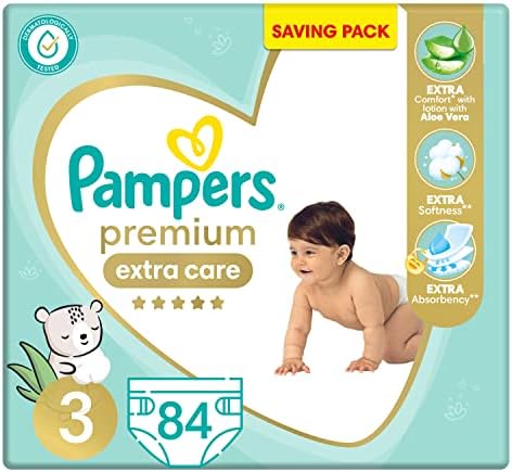 Pampers Premium EXTRA CARE Taped Diapers, Size 3, 6-10 kg, with Lotion ...