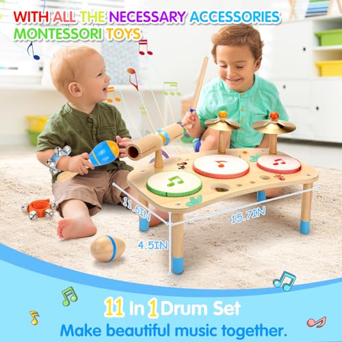 OATHX Kids Drum Set - 11 in 1 Musical Instruments for Toddlers Baby ...