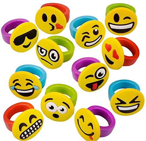 Emoticon Emoji Rubber Rings - 60 Pieces - Party Favors, Party Supplies ...