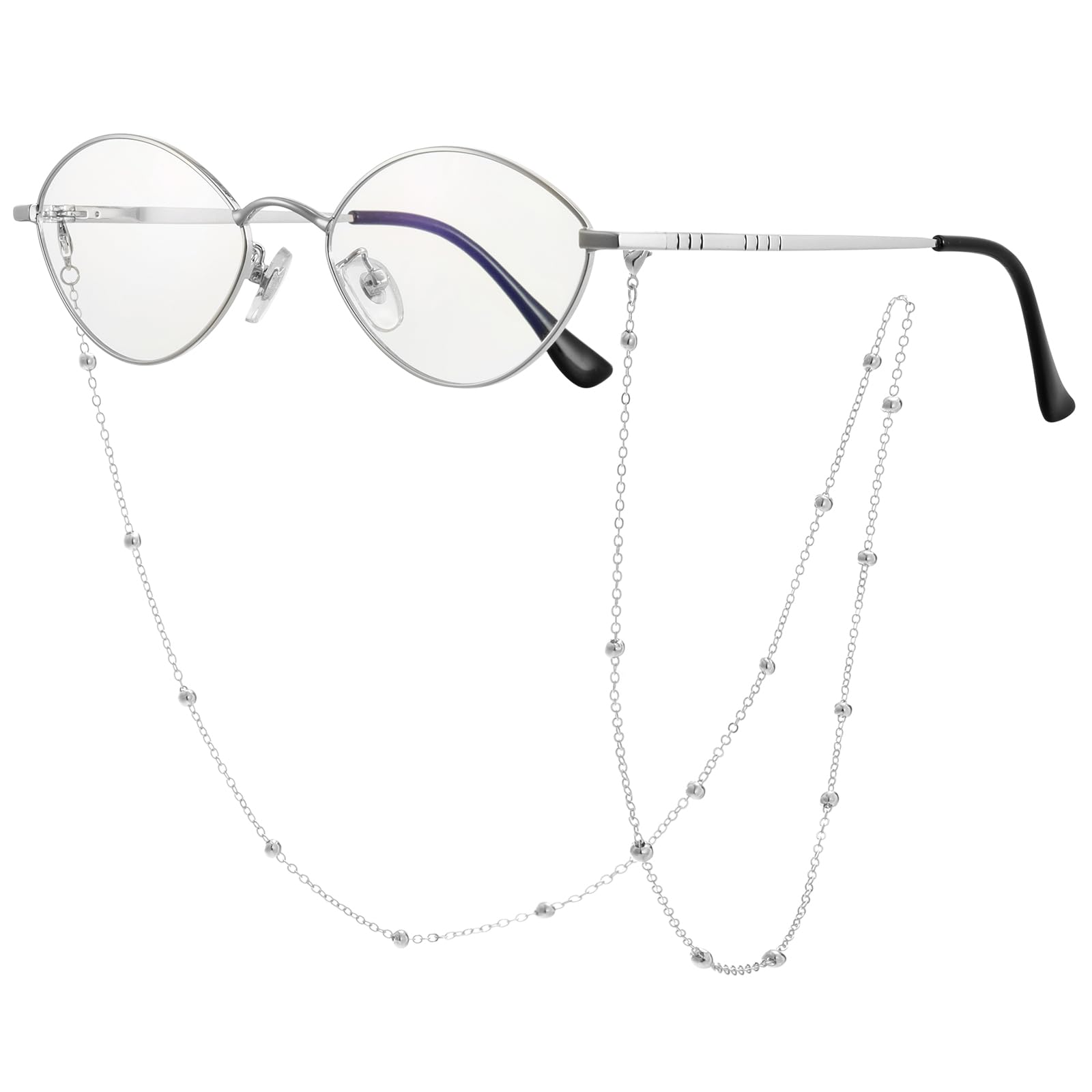 Veda Tinda Vision Oval Blue Light Glasses with Gold Chain Reading ...