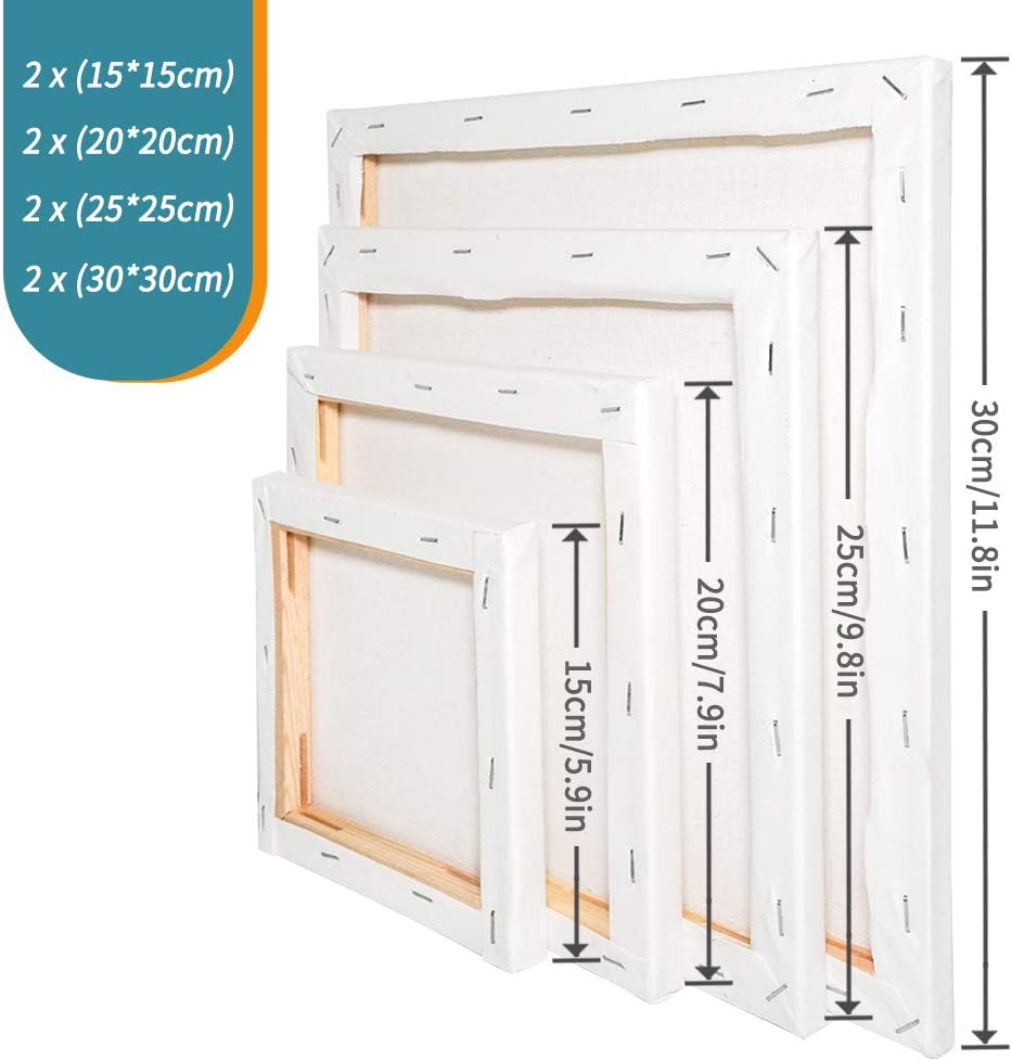 Blank Canvas Boards for Painting, Set of 8 Art Square Canvas Frame ...