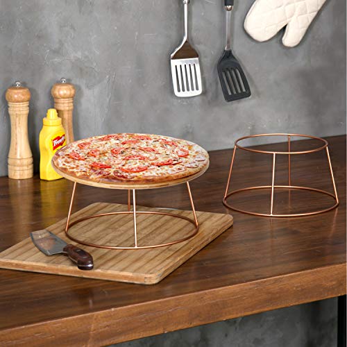 MyGift Rose Gold Wire Metal Pizza Tray Holder, Pizza Box Riser, Serving ...