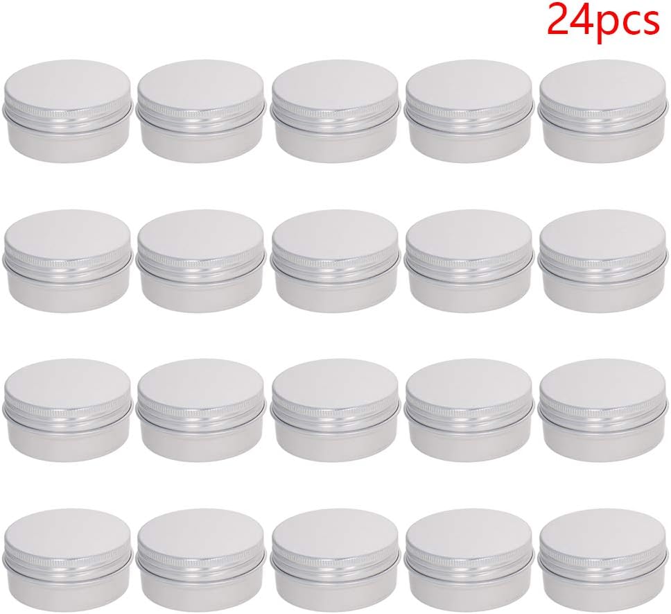 Othmro Tiny Tins Round Threaded Aluminum Cans-24 PCS Silver 57x28mm ...