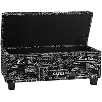 Amazon.com: Cortesi Home Mamet Script Fabric Storage Ottoman Long Bench ...