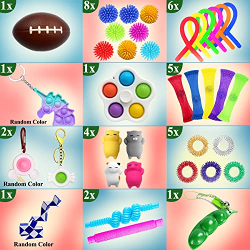 [50 Pcs] Fidget Toy Pack, EMOCCI Poppers Fidget Toy Set Box, Figitsss ...