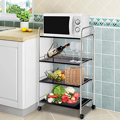 Giantex Standing Baker's Rack Utility Cart Rolling Cart Storage Steel ...