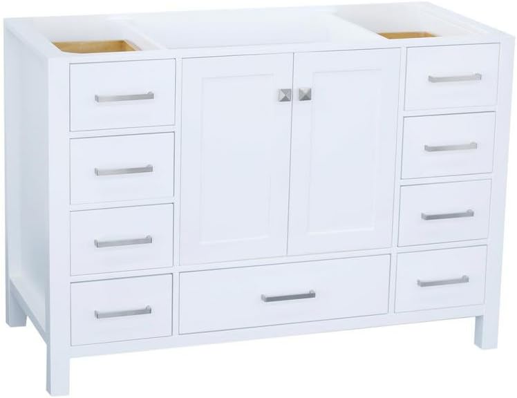 ARIEL 48" inch White Bathroom Vanity Base Cabinet with Single Sink ...