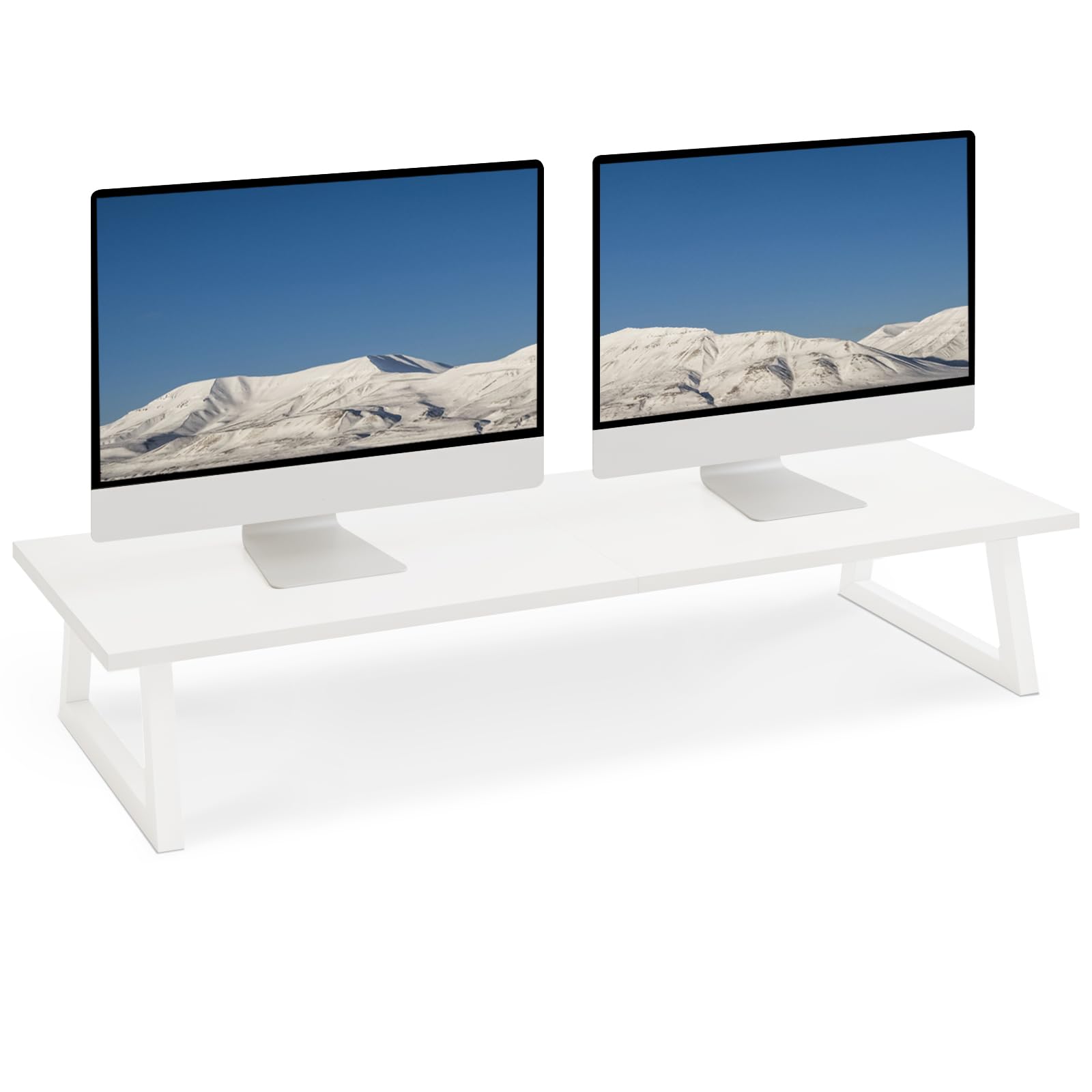 TEAMIX White Dual Monitor Riser, 31.5 inch Long Monitor Stand Riser ...