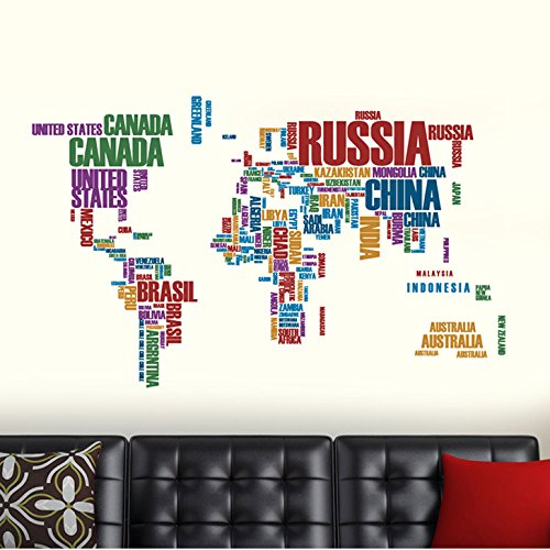 Decals Design 6981 StickersKart Wall Stickers World Map with Country ...