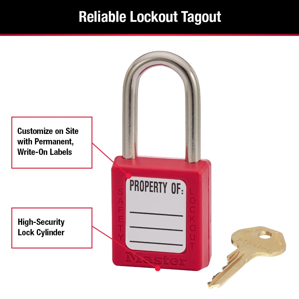 Mua Master Lock Red Lockout Tagout Safety Padlock with Key, Metal ...