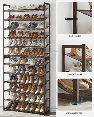SONGMICS Shoe Rack, 12-Tier Tall Metal Shoe Storage Organizer for ...