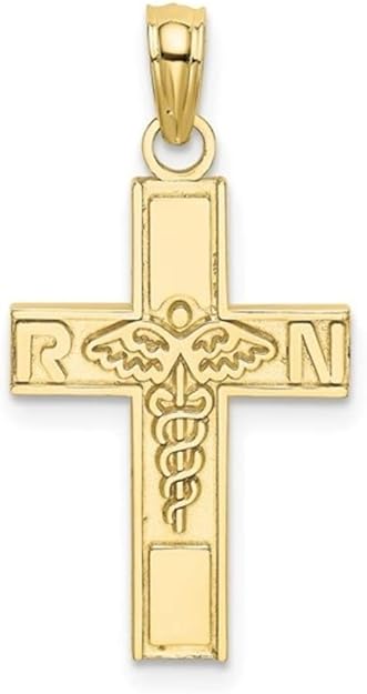 Real 10kt Yellow Gold RN Caduceus Cross Charm: Amazon.ca: Jewelry