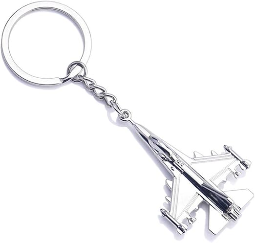 Amazon.com : ODETOJOY Silver Metal Military Fighter Jet Plane Keyring ...