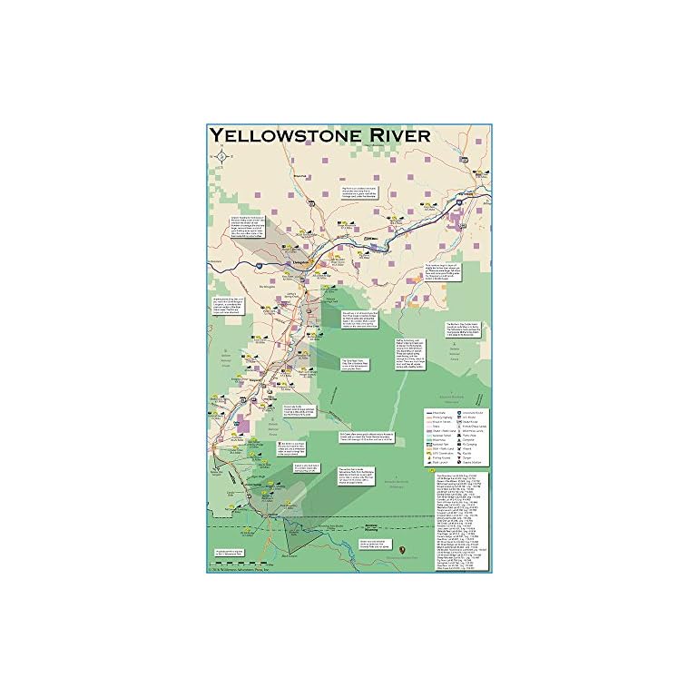 Yellowstone River 11x17 Fly Fishing Map - MasterBasser