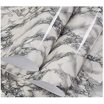 24in x 6.56ft Black Granite Look Marble Gloss Film Vinyl Self Adhesive ...