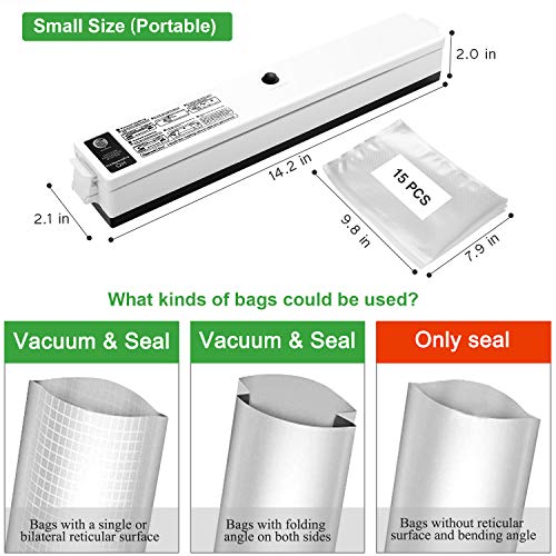 Goscien Food Vacuum Sealer Machine, One-Button Sealer Sealing System for Dry & Moist Food ...