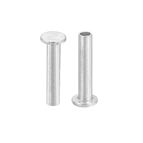 uxcell 200Pcs Semi Tubular Rivets, 2.5mm x 12mm Aluminum Round Flat ...
