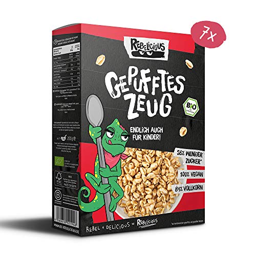 REBELICIOUS "GEPUFFTES ZEUG", Bio Cerealien mit weniger Zucker, vegan ...