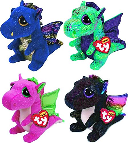 Ty Beanie Boos 4 Piece Dragon Set: Cinder, Darla, Saffire and Anora