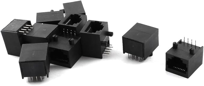 Amazon | uxcell PCB RJ45モジュラジャック 基板実装 8P8C ネットワーク プラグ コネクター ブラック 10個 ...
