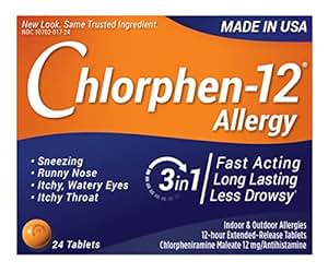 Amazon.com: Chlorphen Chlorpheniramine Maleate, 12 Mg Extended Realease ...