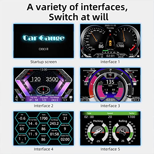 ACECAR OBD2 Gauge Display, Multi-Data Monitor, Head Up Display, Plug ...