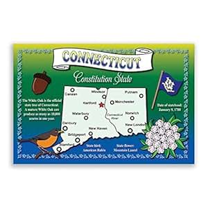 Amazon.com : CONNECTICUT STATE MAP postcard set of 20 identical ...