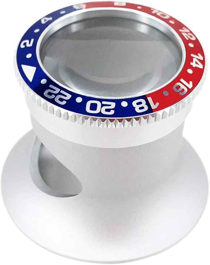 Watchmaker Eye Loupe, 5X Magnification with GMT-Style Bezel (Red+Blue ...