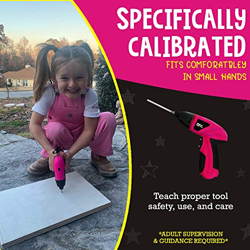 Kids Tool Set DIY Jr. Pink Power Drill Set For Girls - 60 Piece Working ...