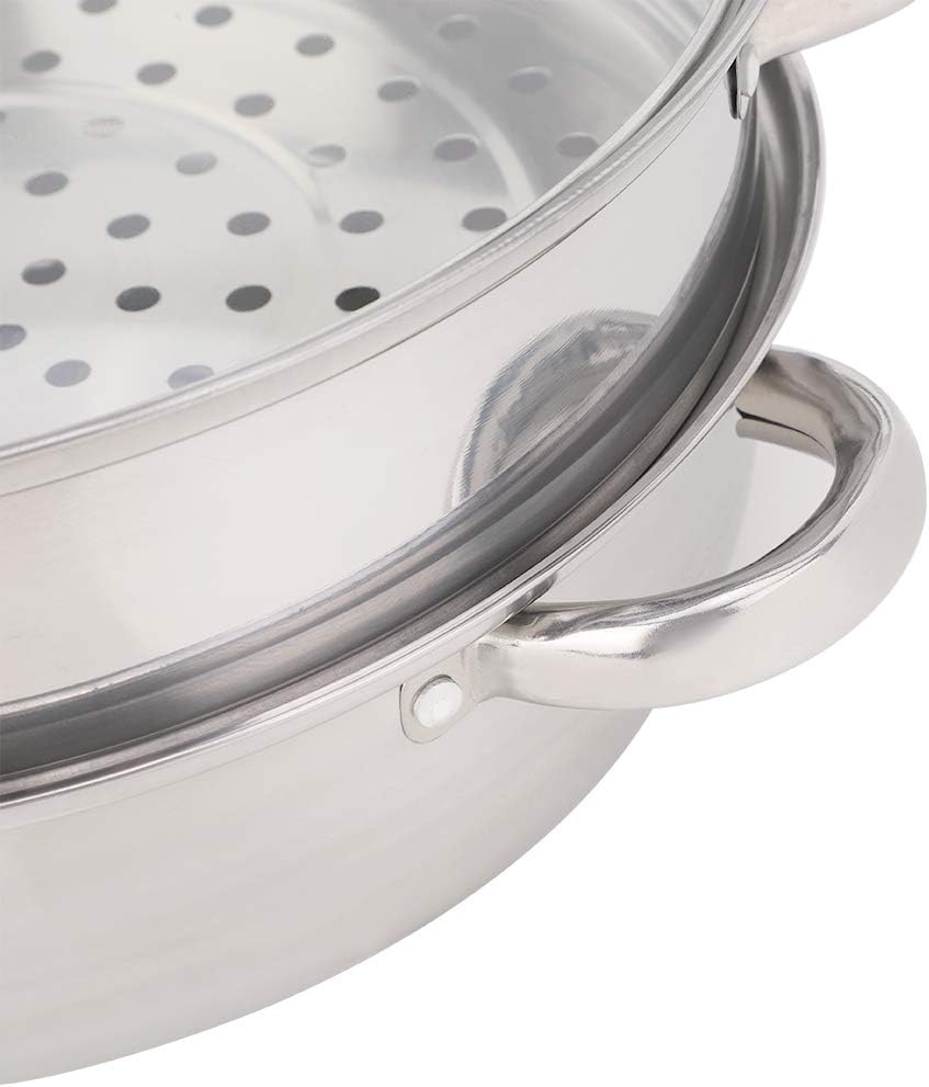 2-Layer Steamer Pot, Stainless Steel Food Steamer with Lid for ...