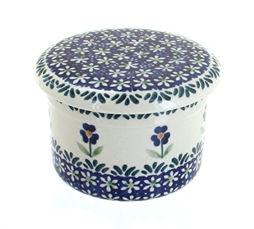 Blue Rose Polish Pottery Blue Daisy French Butter Dish - Polish Pottery ...