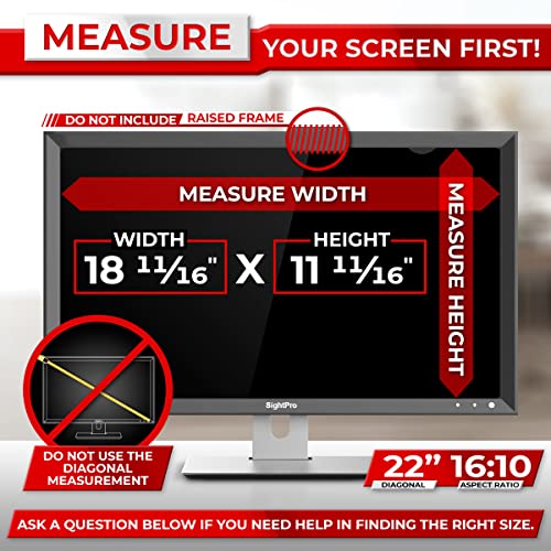 SightPro 22 Inch Computer Privacy Screen Filter for 16:10 Widescreen ...