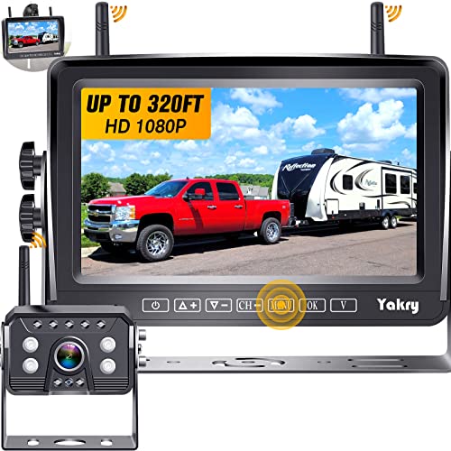 Yakry RV Backup Camera Wireless HD 1080P 7 Inch DVR Monitor Touch Key ...