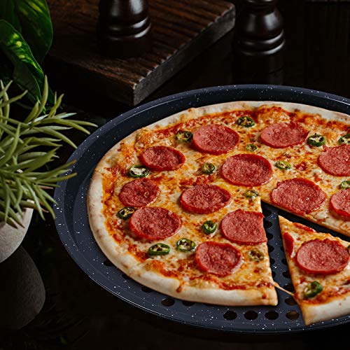 2 Pack Non-Stick Pizza Pan, 13 inch Pizza Tray Carbon Steel Round Pizza ...