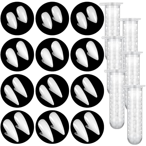 Charniol 50 Pairs Vampire Fangs Teeth with Adhesive 4 Size Fangs with ...
