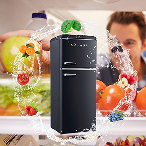 Galanz GLR46TBKER Retro Compact Refrigerator with Freezer Mini Fridge with Dual Door, Adjustable ...