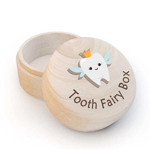 Azbuk Tooth Fairy Box for Kids - Wooden Box With 3D Tooth, Stores Lost ...