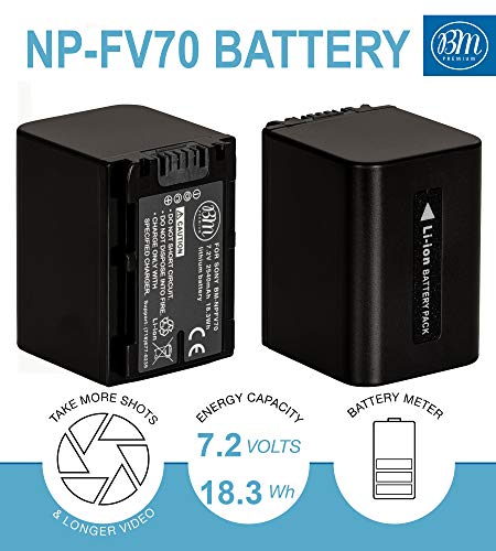 Pack Of 2 NP-FV70 Batteries & Battery Charger Kit for Sony HDR-CX190 HDR-CX200 HDR-CX210 HDR ...