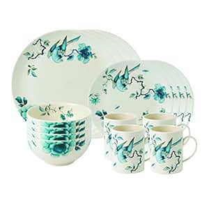 Amazon.com | Wedgwood 16 Piece Blue Bird Dinner Set, Multicolor ...