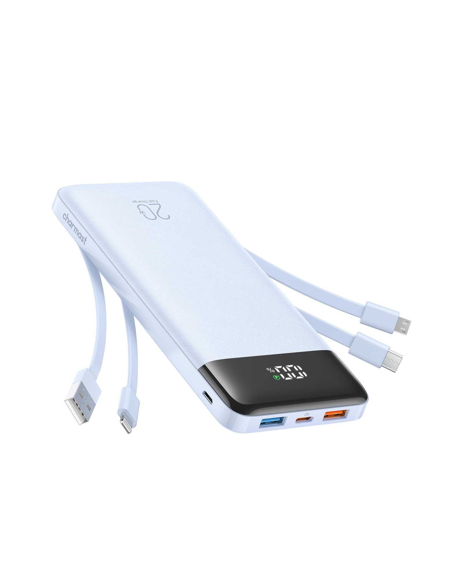 Charmast Portable Charger, 20000mAh Power Bank with Built-in Cables ...