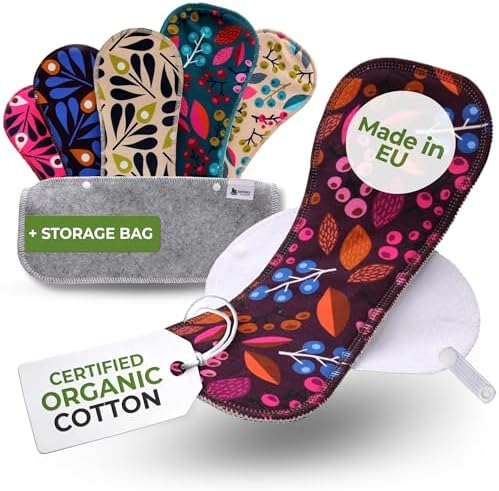 Reusable Sanitary Pads Heavy Flow, 6-Pack (L&XL) Organic Cotton ...