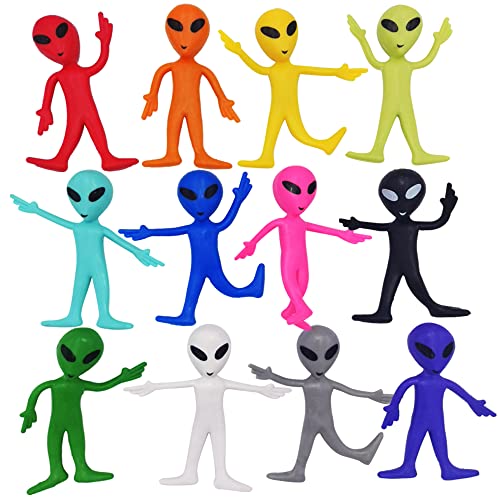 ArtCreativity Bendable Alien Figures, Set of 12, Bendable Alien Toys ...