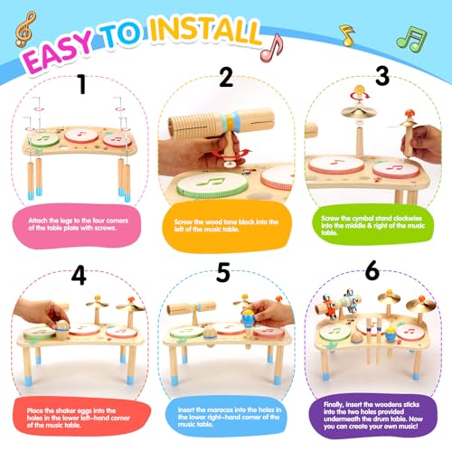 OATHX Kids Drum Set - 11 in 1 Musical Instruments for Toddlers Baby ...