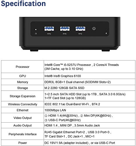 U820 Mini PC Core i5-8279U 4C/8T Mini Computer, DDR4 16GB RAM+256GB SSD ...