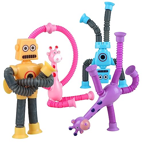 Vofolen 4PCS Telescopic Suction Cup Giraffe Robot Toys, Retractable ...