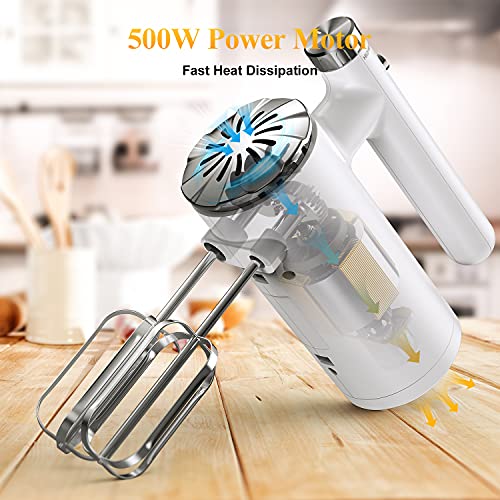 Hand Mixer Electric, 500W Power Handheld Mixer with Continuously Variable Speed Control + Eject ...
