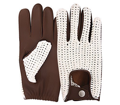 Mens Tan Leather Driving Gloves with String Back: Amazon.co.uk: Clothing