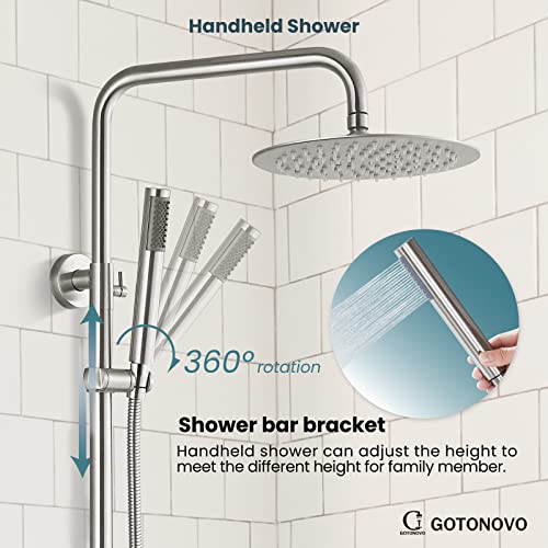 gotonovo Outdoor Shower Faucet SUS304 Shower Fixture System Combo Set Rainfall Shower Head ...