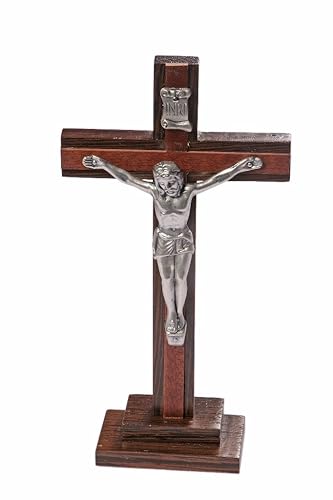 Free Standing Wood Standing Crucifix 20 cm high. Traditional Catholic ...