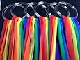 Amazon.com: Set of 6 Hoops with 24" Chiffon Scarf Streamers in rainbow ...